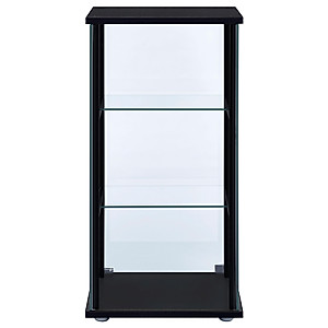 Coaster Home Furnishings Cyclamen 34-inch 3-Tier Clear Tempered Glass Curio Cabinet Display Case with Shelving Black 950179