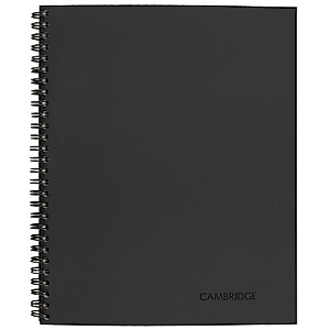 Cambridge Limited Business Spiral Notebook, 8-1/2" x 11", Legal Ruled, 80 Sheets, QuickNotes Planner, Gray (06066)