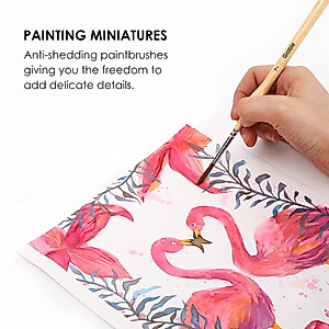 Grabie Paint Brush Set, Miniature Detail, 11 Pcs, Nylon Hair, Paint Brushes for Oil, Acrylic, Watercolor and Gouache, Detail Paint Brush With Natural Wood Handle, Great for Beginners and Professionals