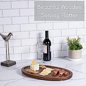 BirdRock Home 16.5" Acacia Oval Serving Platter | Charcuterie Board for Party Appetizers | Cheese Grazing Board | Kitchen Serving Platter | Espresso