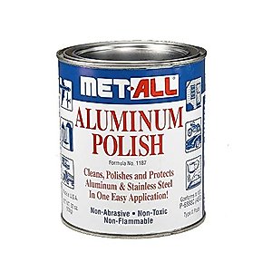 met-all Aluminum Stainless Steel Polish Cleans Polishes in One Easy Waxing 32oz + Extra Large Microfiber Polishing Cloth