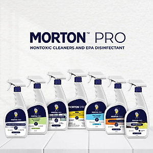 Morton PRO NON-TOXIC DEGREASER, Salt-Based and Non-Hazardous, commercial grade to clean tough grease and grime, Food Contact Surface Safe, Dye-free, odor control with a fresh lemon scent