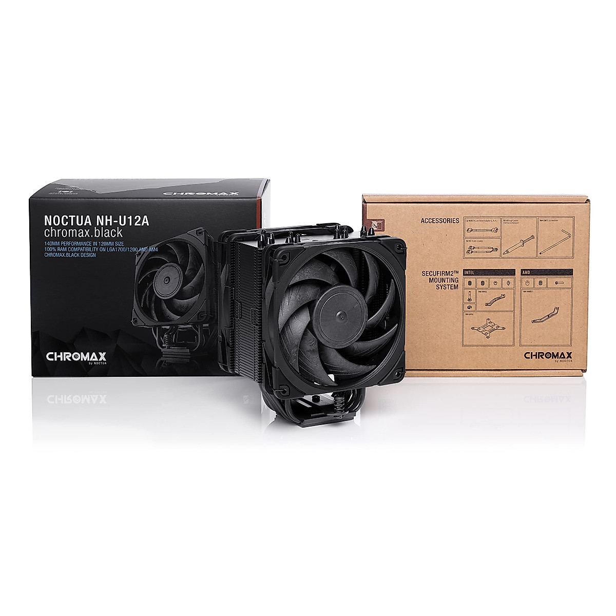 Noctua NH-U12A chromax.Black CPU Cooler with NA-HC8 chromax.Black heatsink Cover