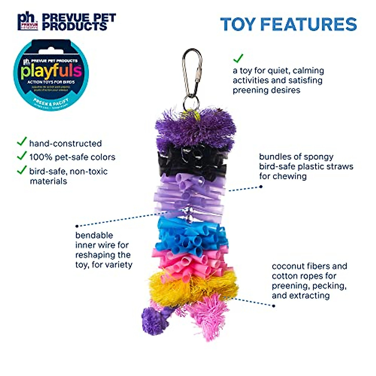 Prevue Pet Products Preen & Pacify Calypso Creations Straw Stacker Bird Toy 62634