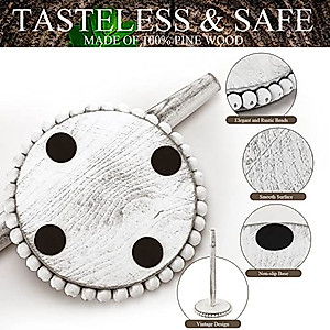 Farmhouse Paper Towel Holder Washed Beaded Paper Towel Stand Wood Paper Hanger Rack Standing Towel Roll Stand Organizer Paper Roll Holder Roll Dispenser for Kitchen Bathroom Countertop Cabinet, White