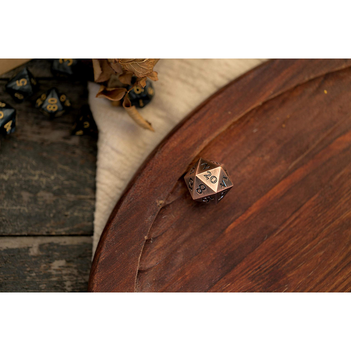 KakapopoTCG Extra Large Solid Metal Antique Bronze Copper D20 Dice 20 face Extra Heavy DND Standard Dice DnD5e TTRPG Tabletop RPG Bronze D20 Dice