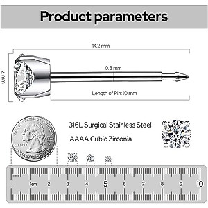 SugarTang Ear Piercing Kit | Disposable Ear Piercing Gun Kit Made in 316L Surgical Stainless Steel with 4mm - 4prong Cubic Zirconia | At Home Self Ear Piercer Kit with Earrings Stud | 4 Pack
