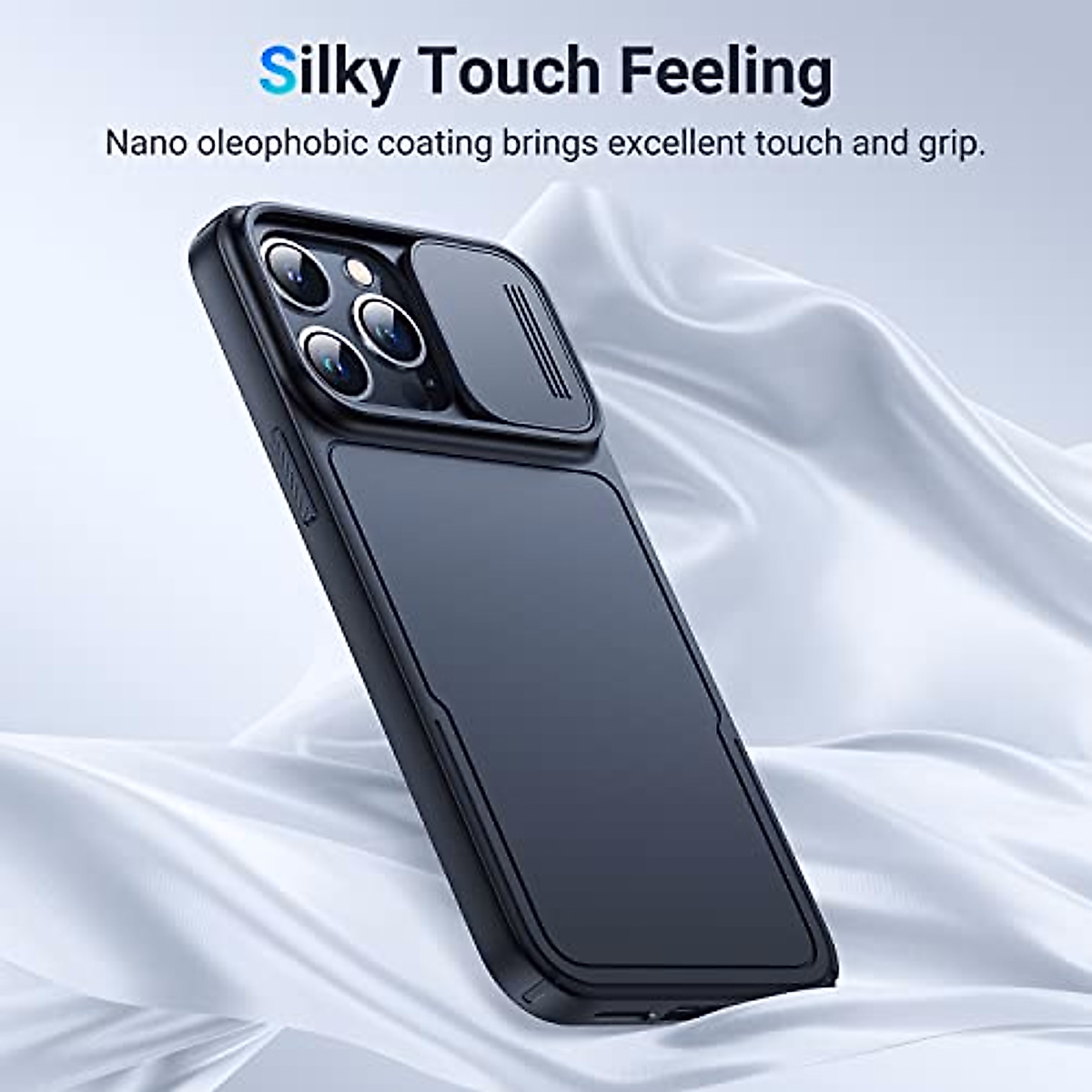 Simtect Compatible with iPhone 14 Pro with Camera Cover [12FT Drop Protection] Snug Touch Slim Protective Hard Back and Shockproof Bumper Case for iPhone 14 Pro Phone Case 6.1"-Black