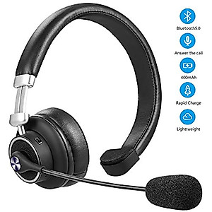 SILK SOUNDZ BH-M91 Bluetooth Wireless Headset, Trucker & Office Bluetooth Headset with Microphone, Mute Button, 24 Hours Working Time, for Cell Phone, Laptop, & Business Office Phone.