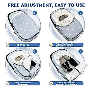 ATOROBROS Baby Car Seat Cover Winter, Winter Resistant Baby Stroller and Car Seat Cover for Newborn & Infant to Keep Baby Warm, Super Soft Cotton and Fleece, Grey