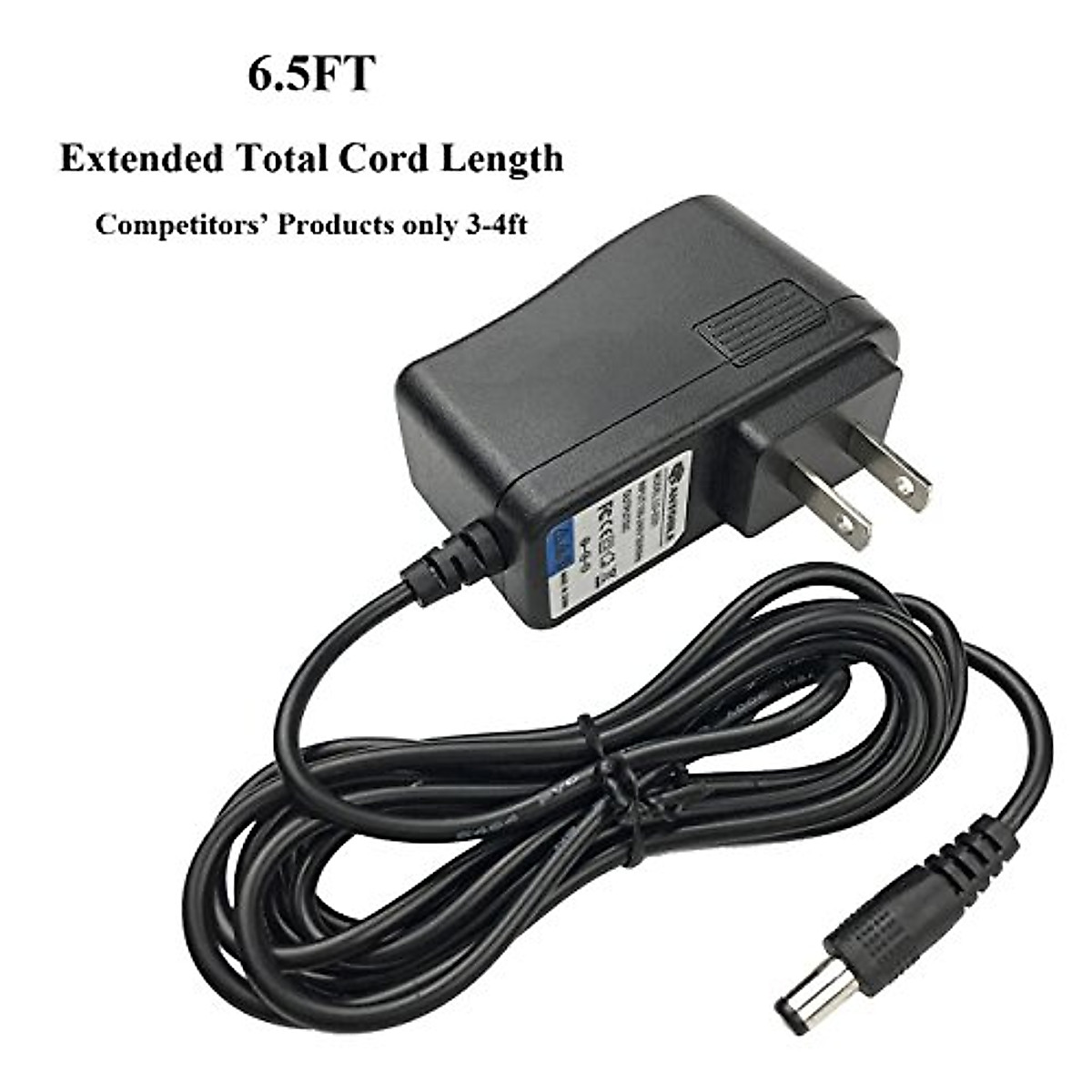 6.5ft Cord AC Adapter for Brother Label Printer P-Touch PT580c PT1010 PT-1010 PT1090 PT-1090 PT1100 PT-1100 PT-1290BT2 PT-1230PC PT-1280 PT-1290 PT-1600 PT-1400 PT-1500PC PT-1000 PT-1010 PT-1010B
