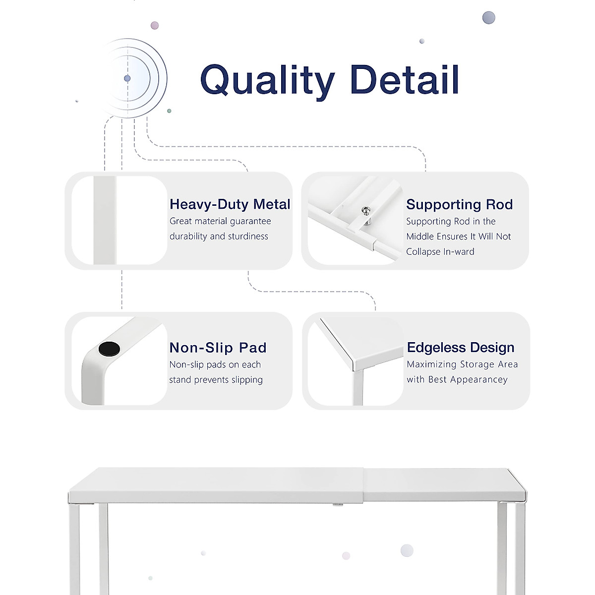 Nxconsu Cabinet Shelf Expandable Organizer Riser Rack for Kitchen Pantry Cupboard Under Sink Countertop Home Organization Extra Storage Space Saver Heavy Duty Metal Edgeless Design White Large