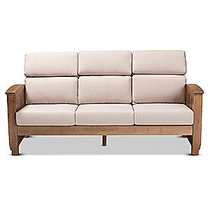 Baxton Studio Sofas, Taupe/Walnut Brown