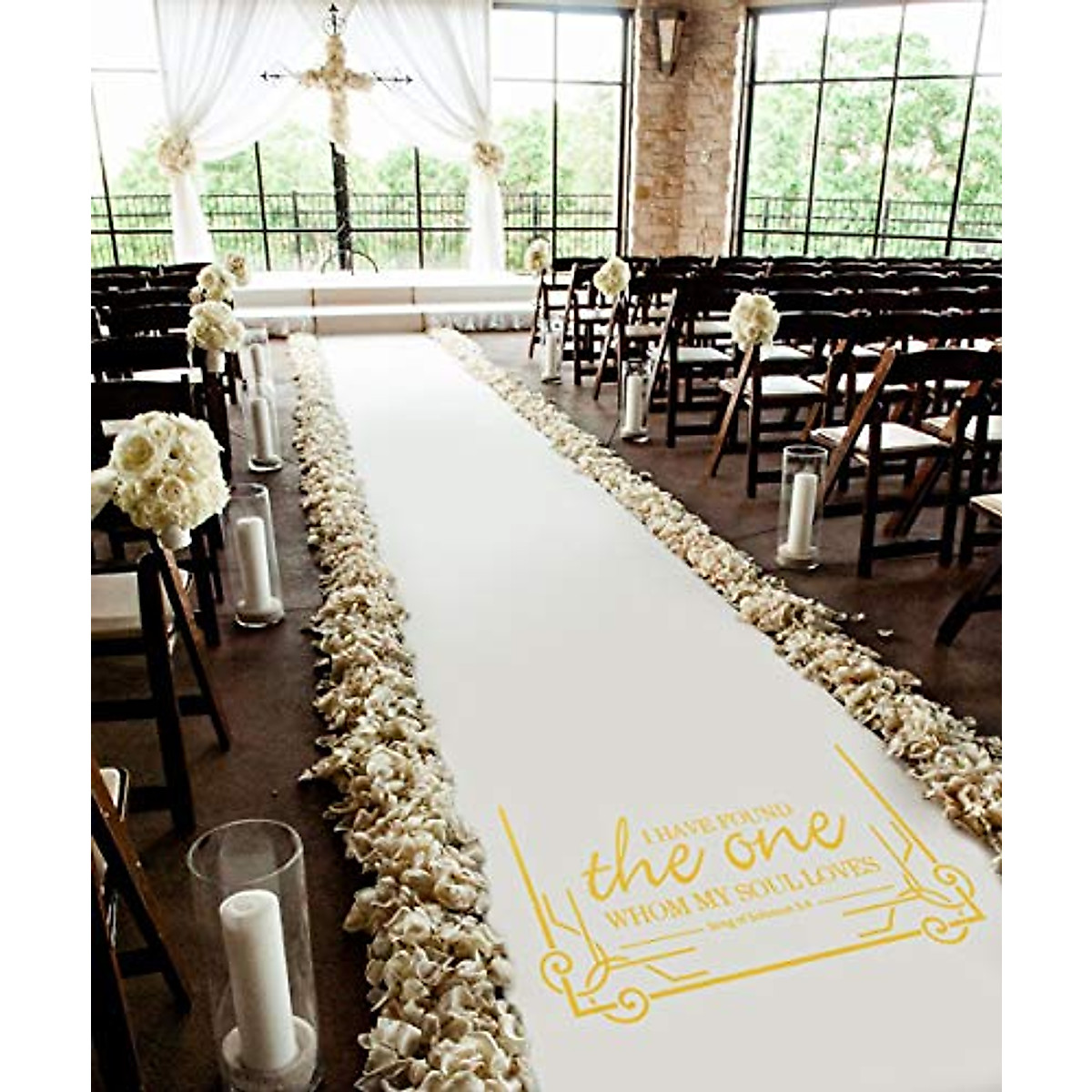 Venker Wedding Decorations Aisle Runner for Outdoor and Indoor, Gold Printing,100ft X3ft,Polyester Paper Convenient for Single Use
