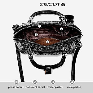 Chikencall Women's Handbag Patent leather Top-Handle Purse Crocodile Print Shoulder Bag Work Shopper Crossbody Satchel with Rose Pendant for Christmas Thanksgiving Day