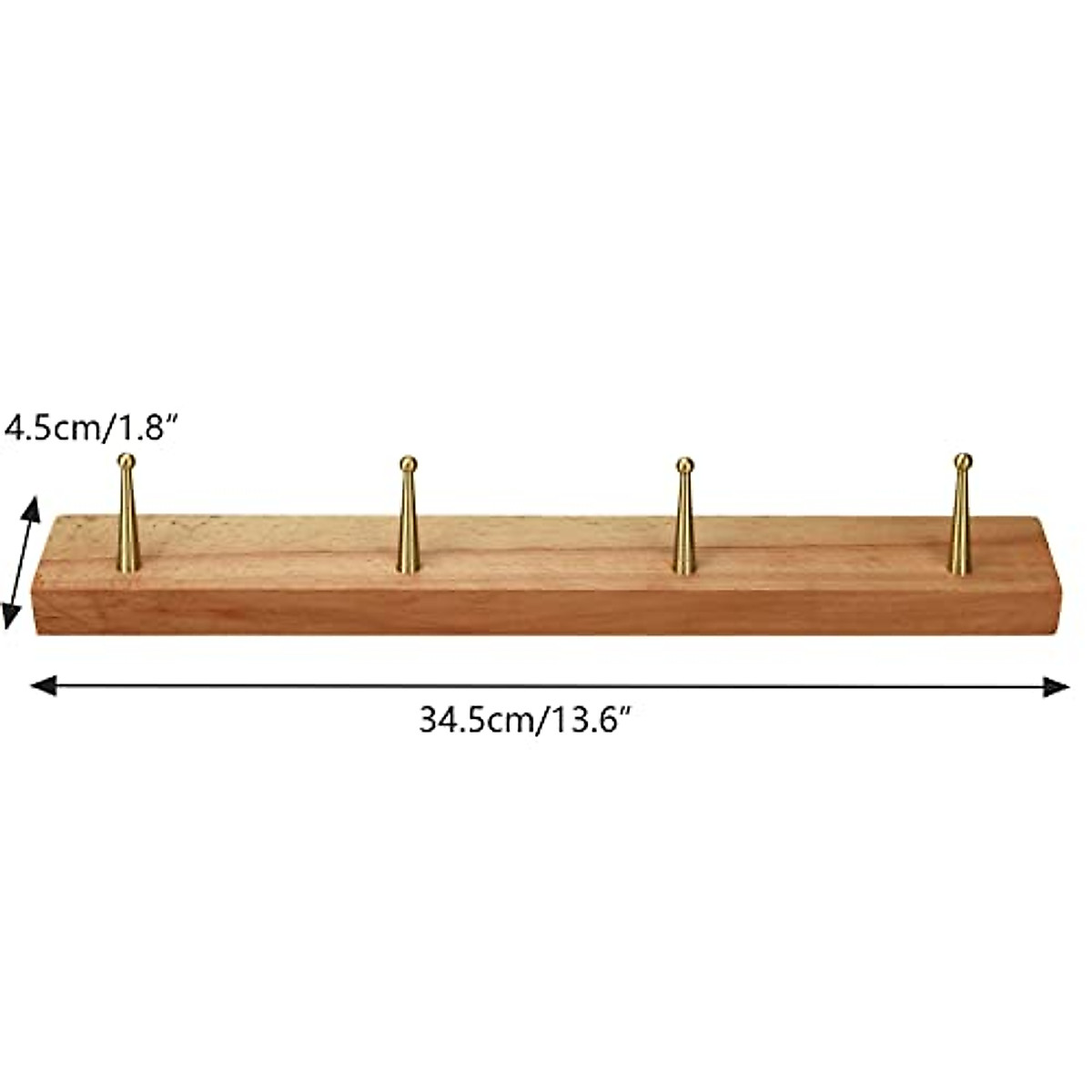 Savagrow Wood Wall Mounted Coat Rack, 13.6 Inch Brass and Wood Hook Rack(Beech)