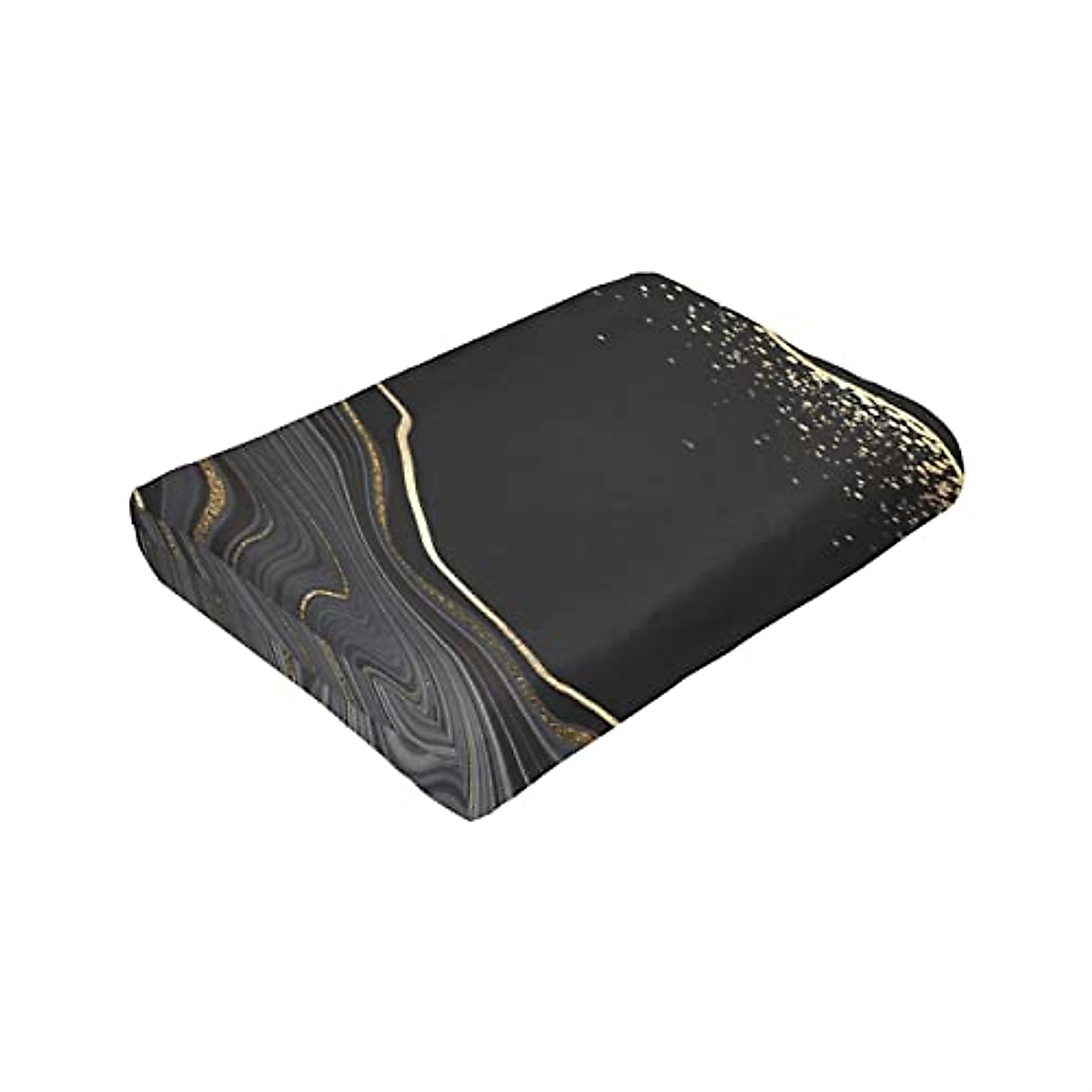 Black and Gold Fleece Blanket Throw Blanket, Ultra-Soft Cozy Micro Fleece Blanket for Sofa, Couch, Bed, Camping, Travel, & Car Use-All Seasons Suitable80 X60