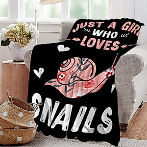 Snail Blanket Cozy Plush Just A Girl Who Loves Snails Throw Blanket Flannel Fleece Ultra Soft Fuzzy Party Blankets Gifts for Adult Kids Boys Girls Women Men 50"X40"
