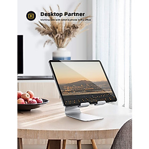 Tablet Stand Adjustable, Lamicall Phone Stand : Desktop Stand Holder Dock Compatible with Phone Xs Max XR, New iPad 2018 Pro 9.7, 10.5, Air Mini 2 3 4, Kindle, Accessories, Tab (4-13 inch) - Silver