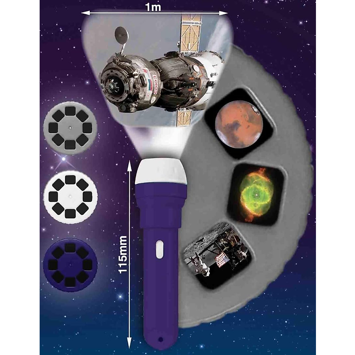 Brainstorm Toys: Space Torch and Projector, Creates Clear, Precise Images up to One Metre Wide, Fun Project Doubles as Handy Torch Flashlight, STEM, For Ages 3 and up