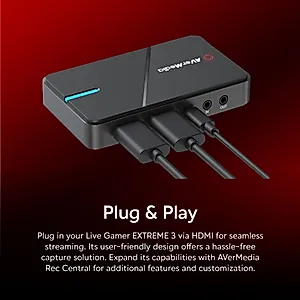 AVerMedia HDMI Capture Card - Gaming, Video Streaming, 4K Capture Card for PS5, Xbox Series X/S, Xbox One, PS4, Nintendo Switch, Windows 11 / Mac Os12, HDR & VRR Support - GC551G2 Live Gamer Extreme 3