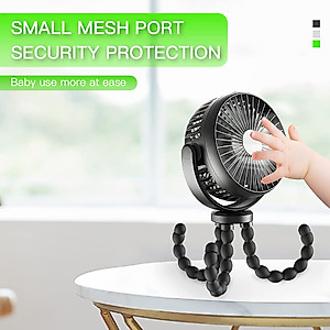 SOVONCARE Stroller Fan Clip on for Baby, Portable Fan for Stroller, Car Seat Fan, Mini Handheld Fan 5200mAh 360°Rotatable Fan with Octopus Tripod Adjustable 3 Speeds Idea Gift