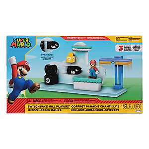 Super Mario Nintendo 2.5" Action Figure Switchback Hill Playset with 3 Interactive Interchangeable Pieces