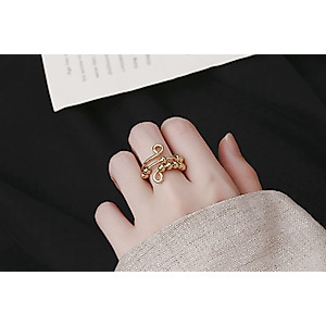 OIDIMS Unique Spinner Fidget Beads Ring for Anxiety for Women Coil Spiral Rotate Freely Inspirations Jewelry Crochet Loop Knitting Expandable Adjustable Best Friends Dainty Birthday (Silver)