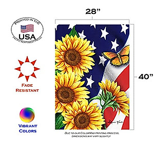 Toland Home Garden 1012204 American Sunflowers Patriotic Flag 28x40 Inch Double Sided for Outdoor Flower House Yard Decoration
