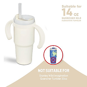 Tumbler Handles Compatible with Stanley 14oz Quencher H2.0 FlowState Tumbler, Stanley Cup Accessories 14 oz, Stanley Tumbler Handle Attachment, Anti Slip,Improved Grip, Pack of 2 (Cream)
