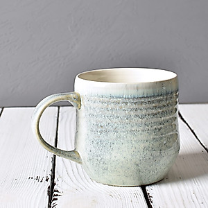 Bosmarlin Large Ceramic Coffee Mugs Set of 2, 17 Oz, Big Tea Cup for Office and Home, Dishwasher and Microwave Safe (Willow Green, 2)