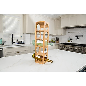 Lipper International 8305 Bamboo Wood Stackable 5-Bottle Wine Rack, 20-3/4" x 5-3/8" x 4-3/4"
