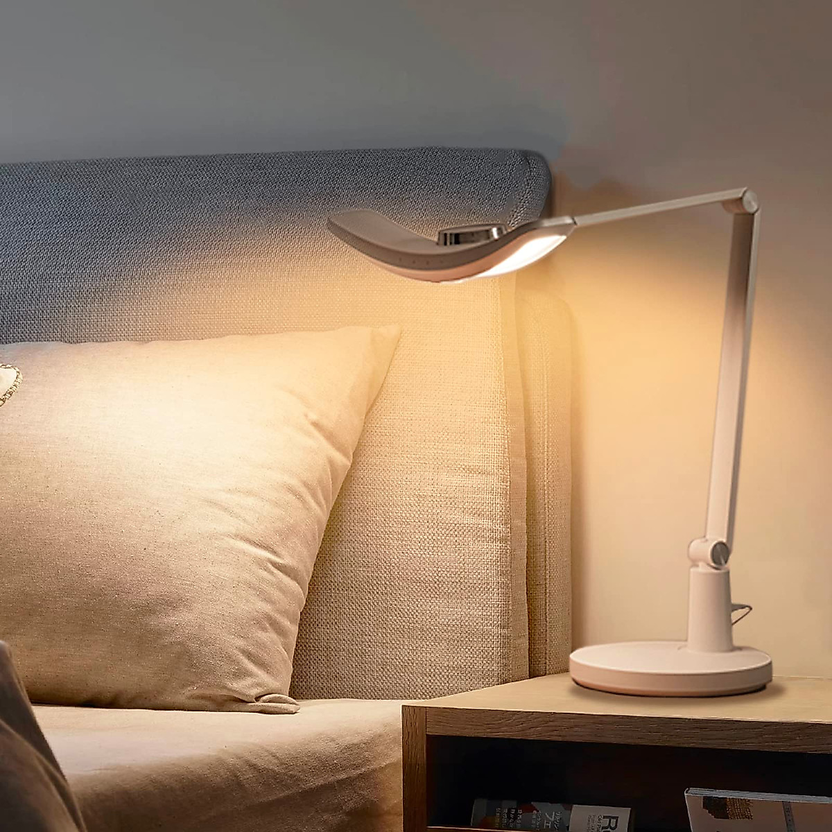 HAPPY NOCNOC Eye-Care eReading Desk Lamp/ Table Lamp/ Task Lamp/ Swing Arm Lamp: Auto-Dimming, CRI 97, Adjustable Temperatures, 51” Wide Illumination Desk Light for Home Office, Bedroom, Living Room