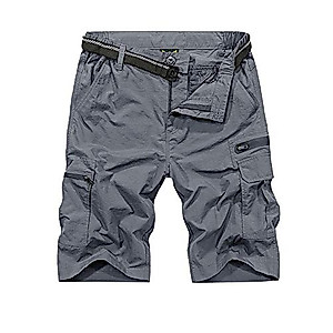 Jessie Kidden Mens Outdoor Casual Elastic Waist Lightweight Water Resistant Quick Dry Fishing Hiking Shorts (6222 Grey 36)