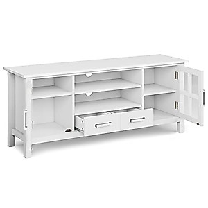 SIMPLIHOME Kitchener SOLID WOOD 60 Inch Wide Contemporary TV Media Stand in White for TVs up to 65 Inches, For the Living Room and Entertainment Center