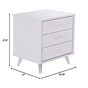 Southern Enterprises Oren Bedside Table w/Drawers Nightstand, White
