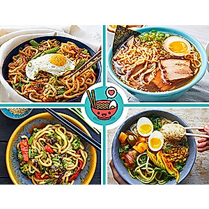 Unbreakable Ramen Bowl Set with Chopsticks and Spoon: 2 large Japanese Style Melamine Ramen Bowls, Dipping Bowls and Chopstick Stands for Asian Pho Soup Thai Miso Udon Wonton (2 Bowl Set, Red-Black)