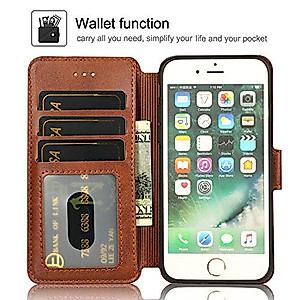 QLTYPRI Case for iPhone SE 2022 5G/iPhone SE 2020/iPhone 8/iPhone 7, Premium PU Leather Simple Wallet Case with Card Slots Kickstand Magnetic Closure Shockproof Flip Cover for iPhone 7/8/SE2/SE3-Brown
