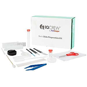 IQCrew 35-Piece Microscope Slide Preparation Kit - Essential Student Sample Specimen Set of Tools & Microscopy Accessories - SP-15