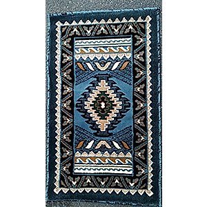 Kingdom Southwest Native American Area Rug Blue Green Design #D143 (3ft.X4ft7in.)