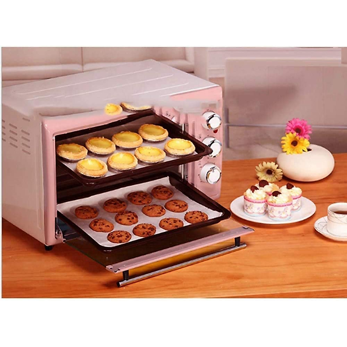 Mini Electric Oven Home Multifunctional Baking Oven Trifle Bread Hob Grill Home Small Baking Cake Pizza Oven 9L Mini Ovens (Color : Pink) (Black) (Pink)