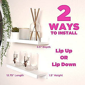 Hot Haus Decor Wall Shelves - Set of 2 White Floating Shelves - 12.75"x3.5"- Essential Oil Storage Wall Shelf - Nursery Bookshelf - Nail Polish Shelf - Spice Rack Floating Shelf - Essential Oil Shelf