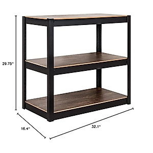 KEPSUUL Heavy Duty 2 Shelf Customizable Adjustable Tier Modular Short Metal Shelving and Multipurpose Storage Bookcase Room Divider for Garage, Kitchen, Bedroom 29.75" H – Black