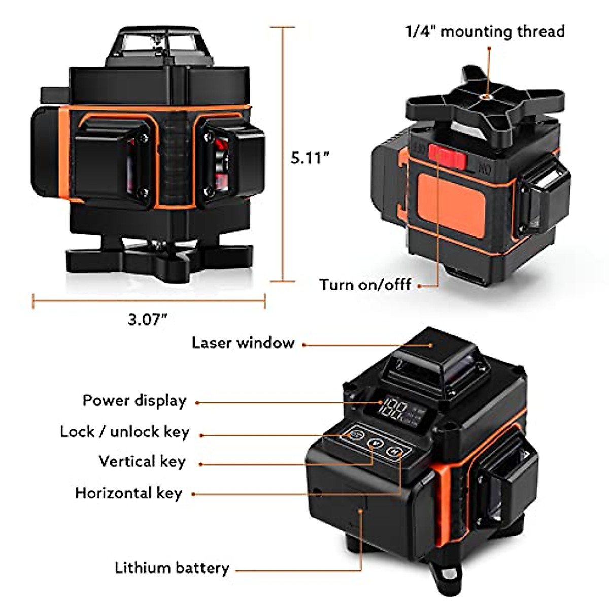 16 Lines Laser Level with Target Plate, Elikliv 4d 360 Self-Leveling Laser Level, Green Beam Laser Level Horizontal Vertical with 2 Rechargeable Battery for Home Improvement Layout Work