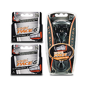 Dorco Pace 6 - Six Blade Razor Blade System - Value Pack (10 Pack + 1 Handle)