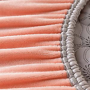 Velvet Fitted Sheet Full Size,Plush Thicken Quilted Mattress Cover 2 Pillowcases-Fuzzy Flannel Bed Sheets with 13'' Deep Pocket,Suitable for Fall Winter and Spring (Pink, Full)