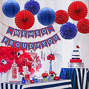 DOMOO OF DREAMS Red Blue We are So Proud of You Banner 2022 Graduation Party Garland Backdrop Decoration Gift Ideas