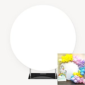 Canessioa 6x6ft White Round Backdrop Solid White Round Backdrop Cover Polyester Plain White Round Backdrop for Photo Shoot Adult Kid Birthday Party Baby Shower Wedding Decoration Supply