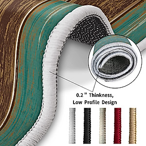 Rustic Teal Kitchen Rugs and Mats, Farmhouse Wood Board Turquoise Washable Runner Rug Non-Skid Carpet Area Mat for Kitchen, Non-Slip Beach Indoor Rubber Backing Accent Throw Low Pile Floor Doormat