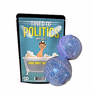 Tired of Politics Bath Balls - Funny Bath Bombs, XL Black Amethyst Fizzers, Handcrafted, Made in The USA, 2 Count